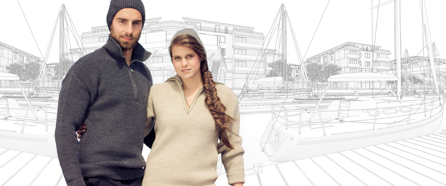 Blauer Peter-Troyer, Merino-Pullover, Troyer-Jacken, Mützen und Schals ...